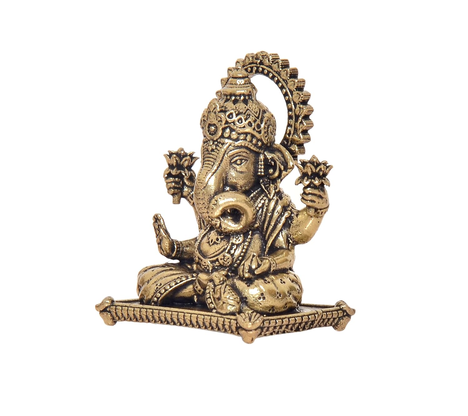 Superfine Brass Lord Sitting Ganpati Idol (Height: 2 Inch) – AONA INDIA