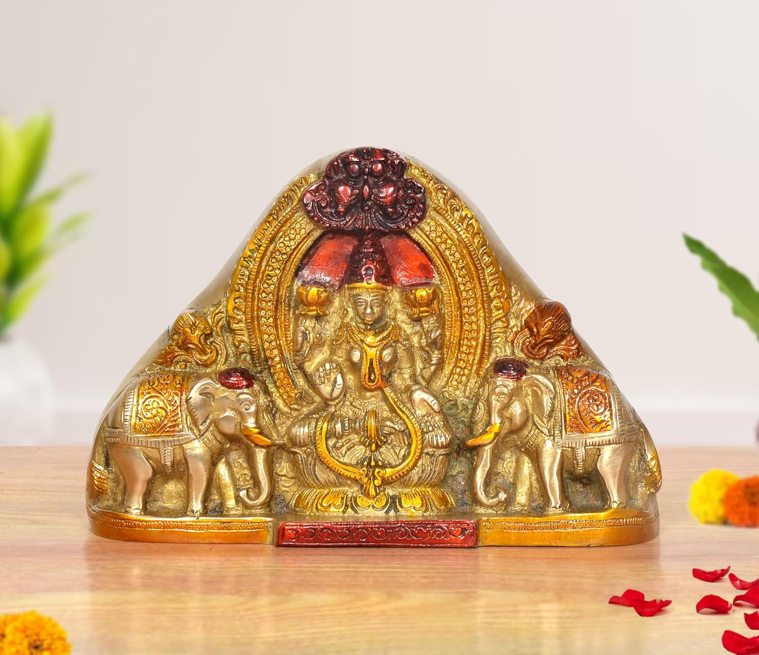 Brass Gaja Lakshmi with Elephants Idol Table Top and Wall Hanging (Hei ...